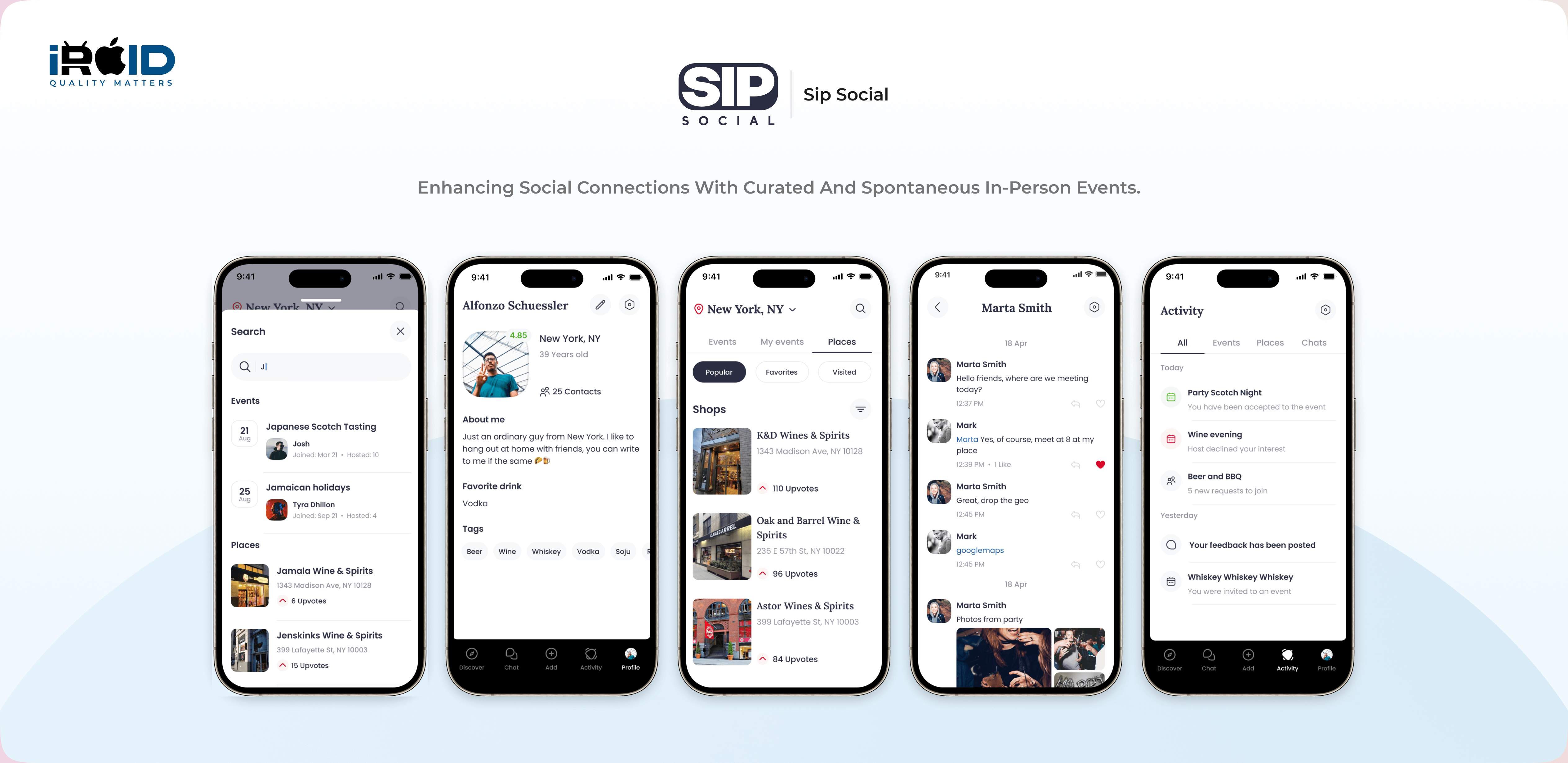 Sip Social - Social Media & Event App by iRoid Solutions