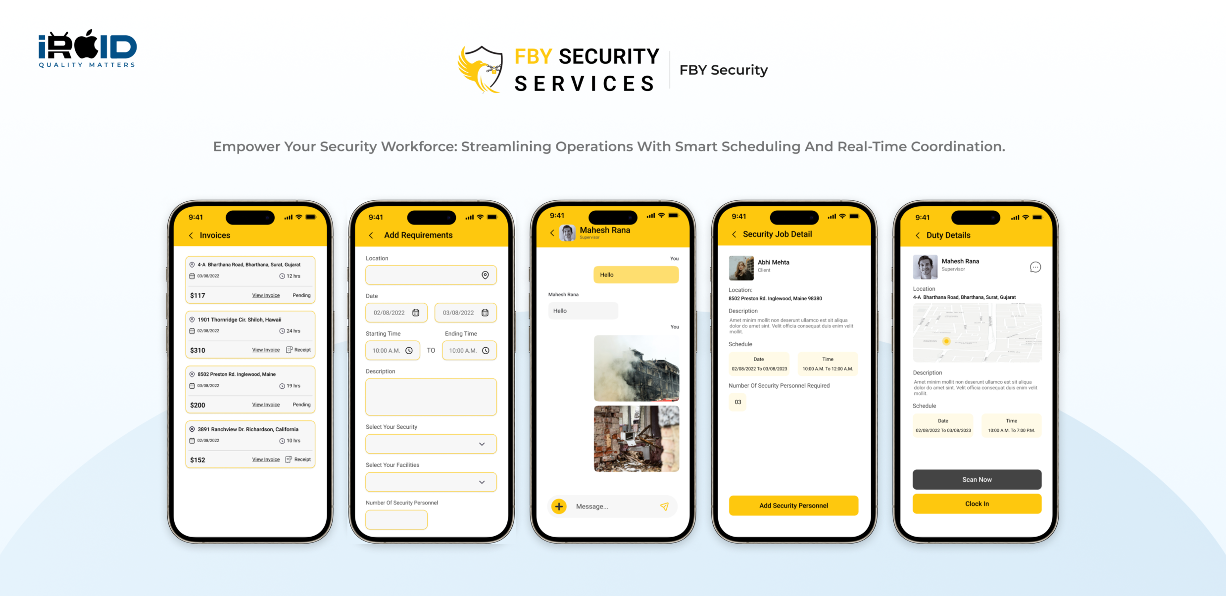 FBY Security App | Security Workforce Software | iRoid Solutions