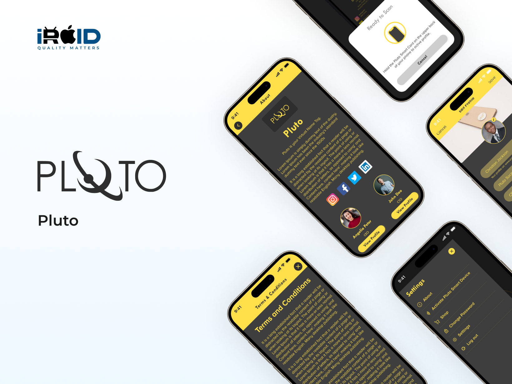 Pluto - NFC Smart Business Card App | iRoid Solutions | casestudy